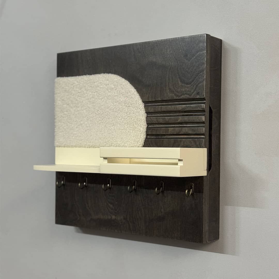 Buy a designer key holder with faux fur under the shield in Ukraine
